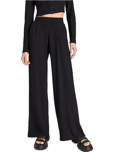 LESET Lauren Pleated Pants - Black