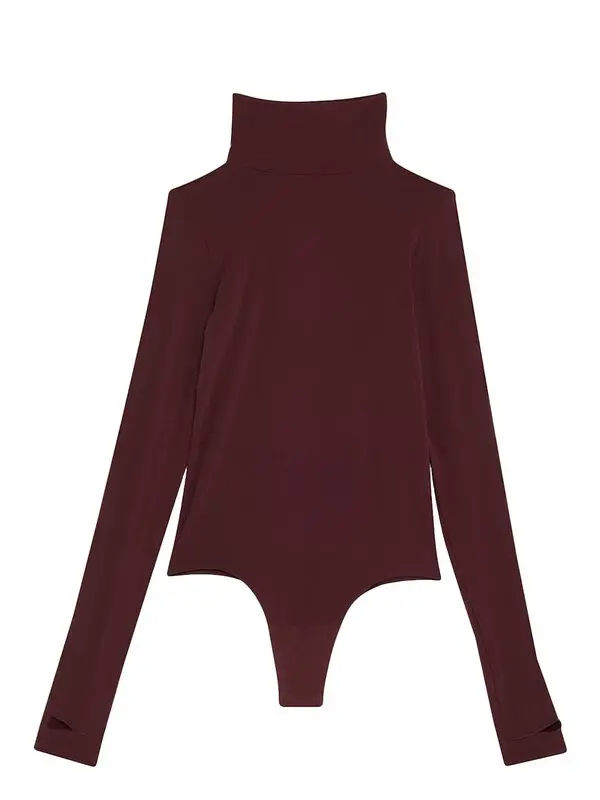 Commando Matte Long-sleeve Turtleneck Bodysuit - Raisin