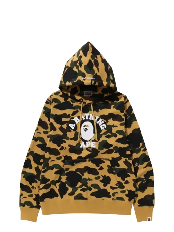 A BATHING APE 1st Camo College Pullover Hoodie - Yellow