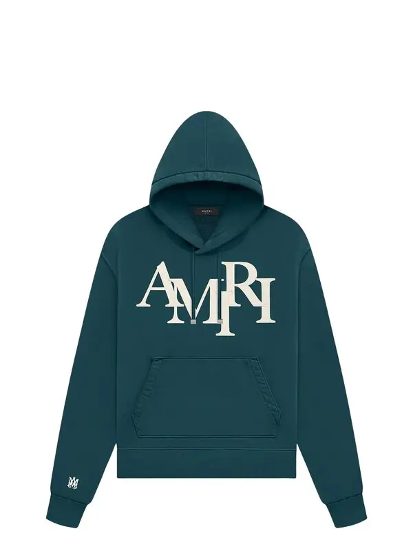 Amiri Staggered Logo Hooded Sweatshirt - Green
