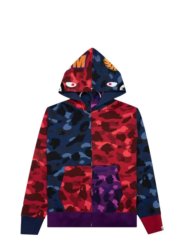 A BATHING APE Crazy Shark Wide Fit Full Zip Double Hoodie - Multicolor
