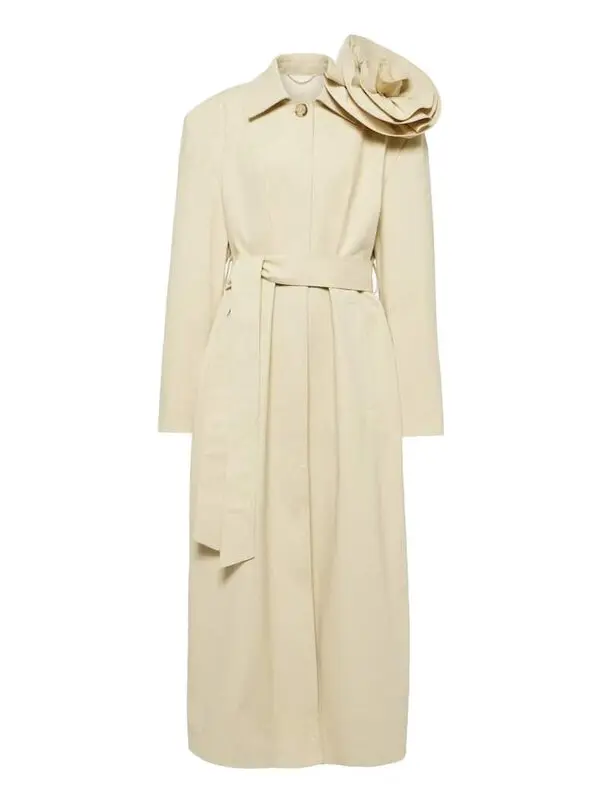 Magda Butrym Floral-appliqué Cotton Gabardine Trench Coat - Beige