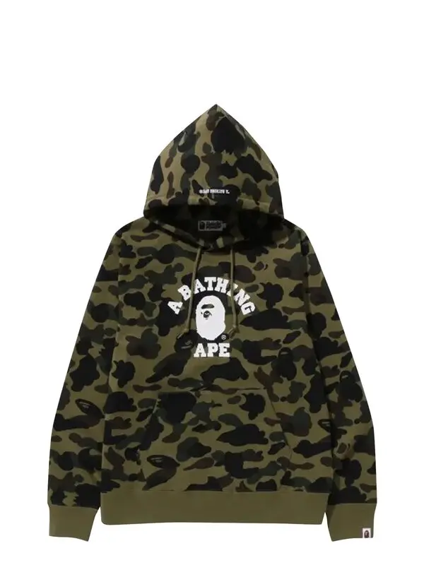 BAPE 1st Camo College Pullover Hoodie - Green