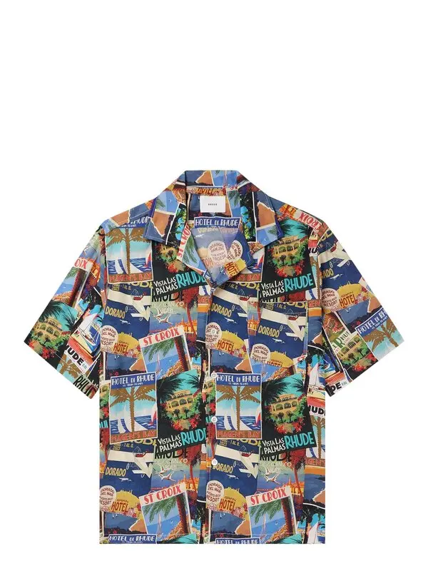 Rhude Postcard Silk Shirt - Blue