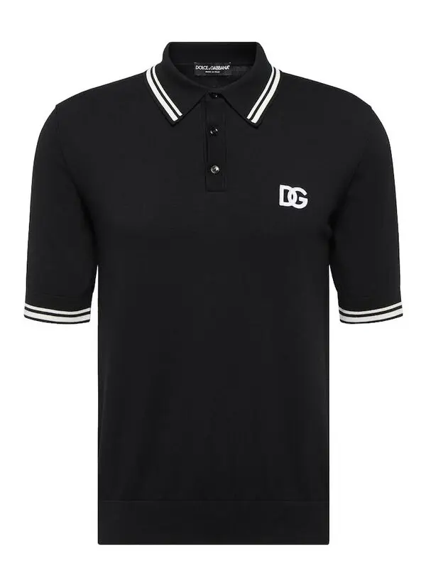 Dolce & Gabbana Logo Cotton Piqué Polo Shirt - Black