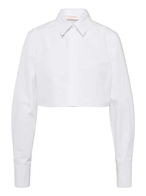 Valentino Garavani Cropped Cotton Poplin Shirt - White