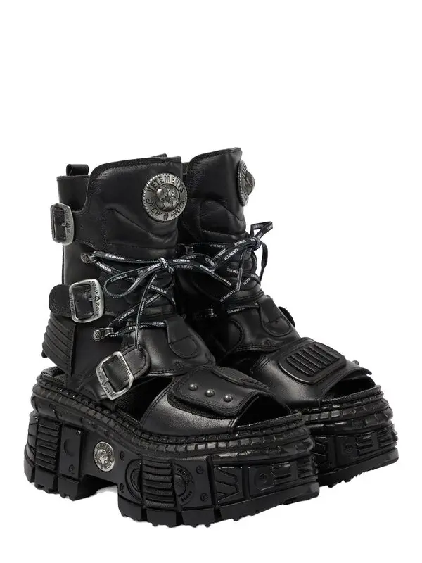 Vetements Leather Platform Boots - Black