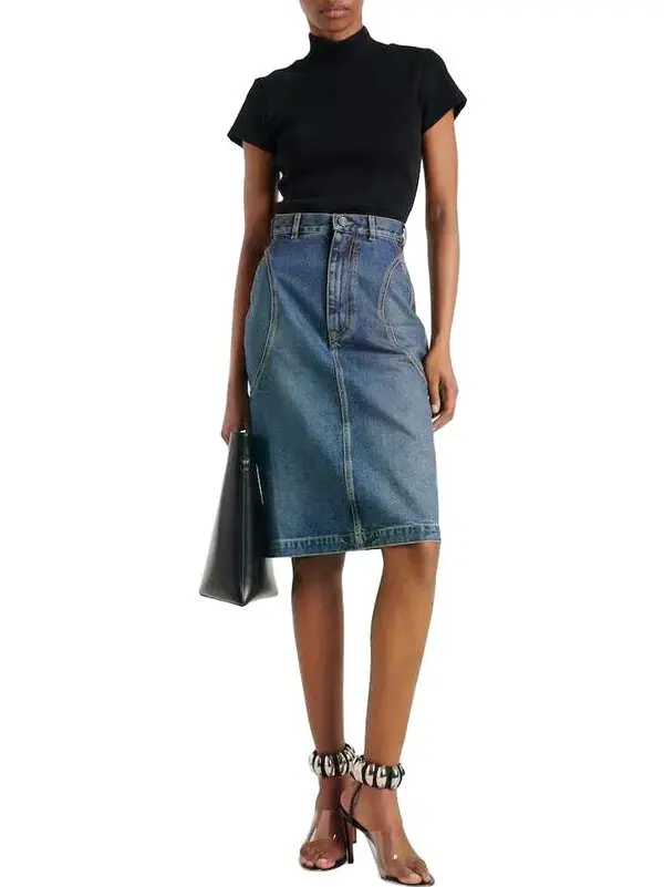 Alaïa Denim Pencil Skirt - Blue