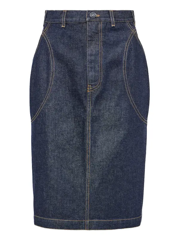 Alaïa Denim Pencil Skirt - Blue
