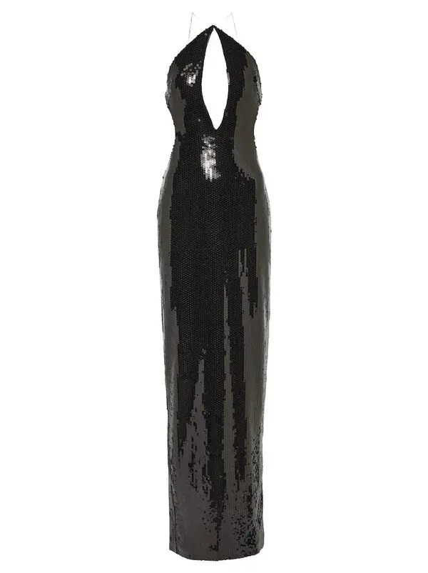 MONOT Elsa Sequined Gown With Cutout - Black