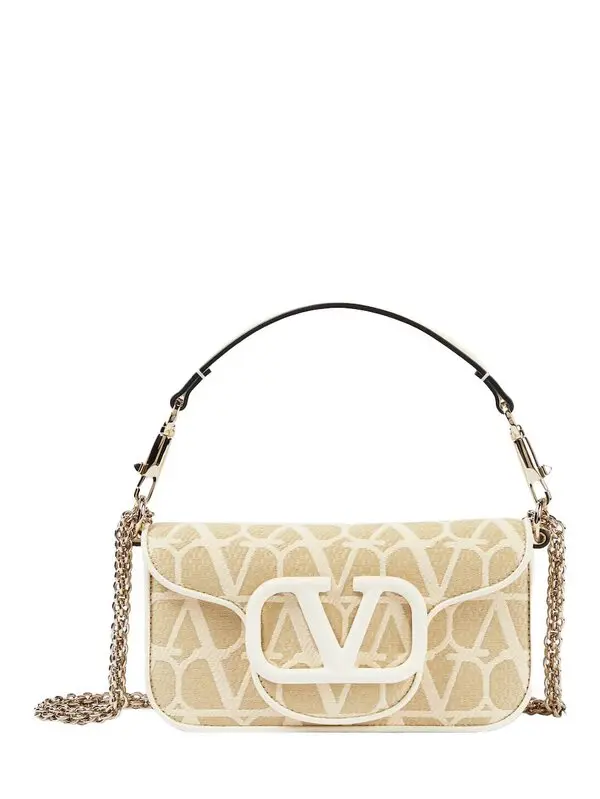 Valentino Garavani Small Toile Iconographe Shoulder Bag - Beige