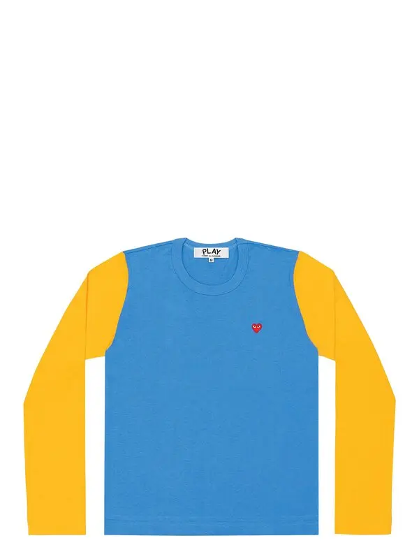Play Comme Des Garcon Bi-color Long-sleeve T-shirt - Blue