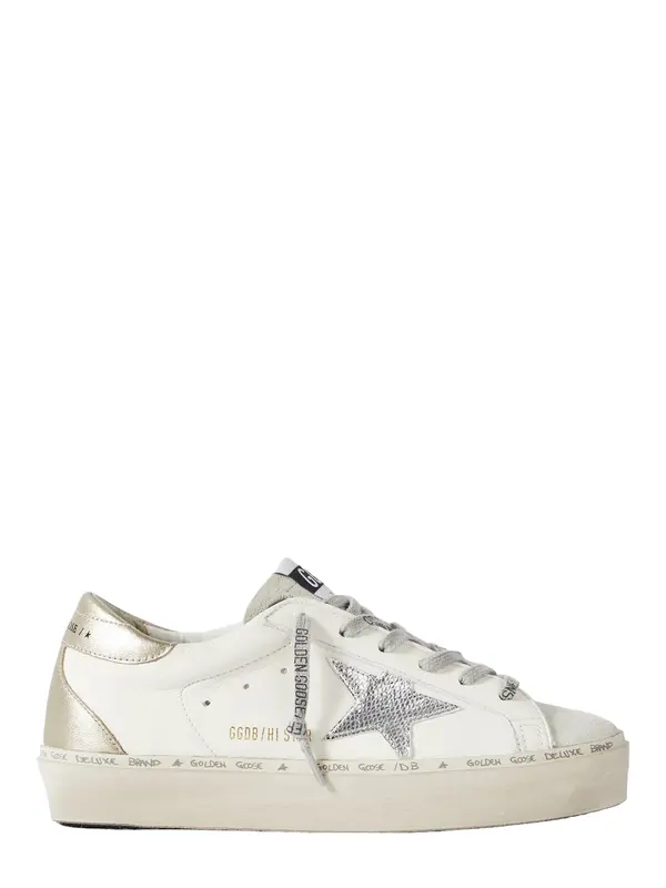 GOLDEN GOOSE Hi Star Distressed Leather Sneakers - White