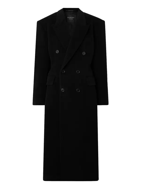 Balenciaga Double-breasted Oversized Cashmere And Wool-blend Coat - Black