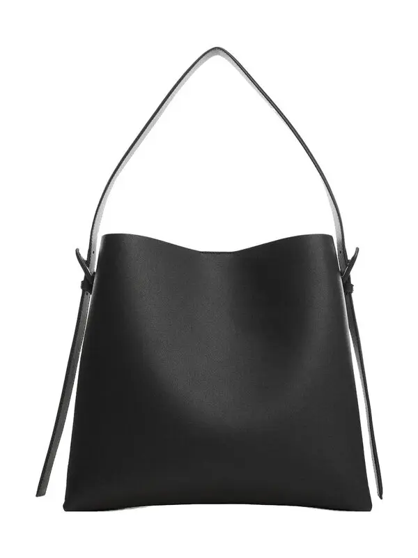 Mango Buckle Detail Faux Leather Shopper - Black
