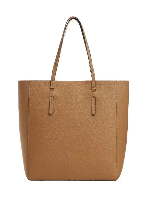 Mango Faux Leather Shopper Tote - Brown Leather