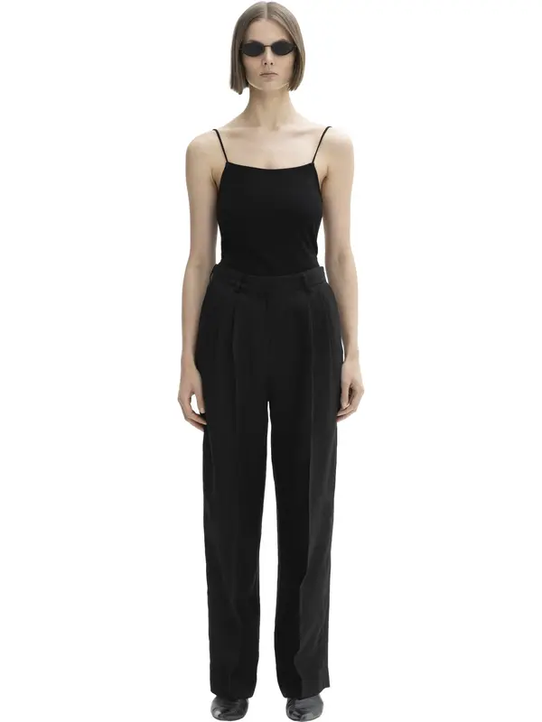 HOUSE OF DAGMAR Wide Linen Suit Trousers - Black