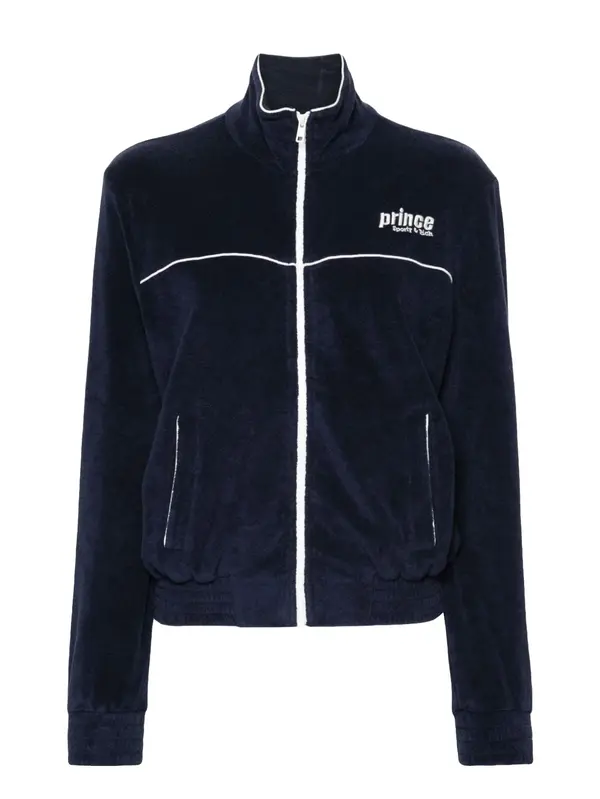 SPORTY & RICH Logo-embroidered Zip-up Sweatshirt - Blue