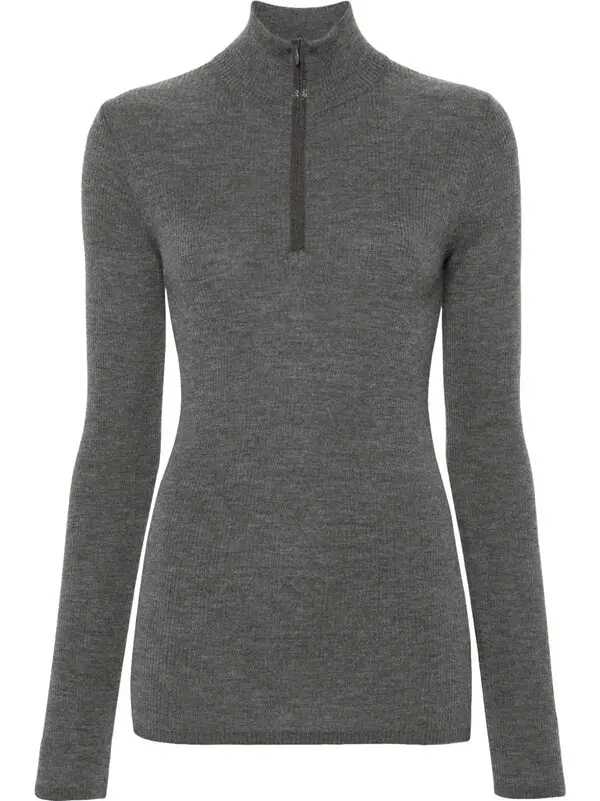 Brunello Cucinelli Monili Detail High Neck Jumper - Grey