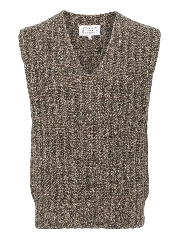 MAISON MARGIELA V-neck Chunky-knit Vest - Grey