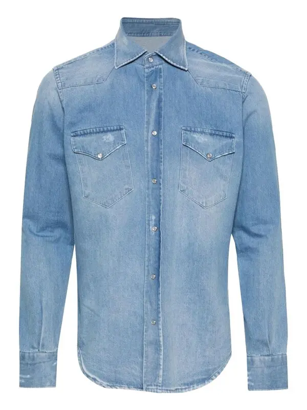 SARTORIO NAPOLI Panelled Denim Shirt - Blue