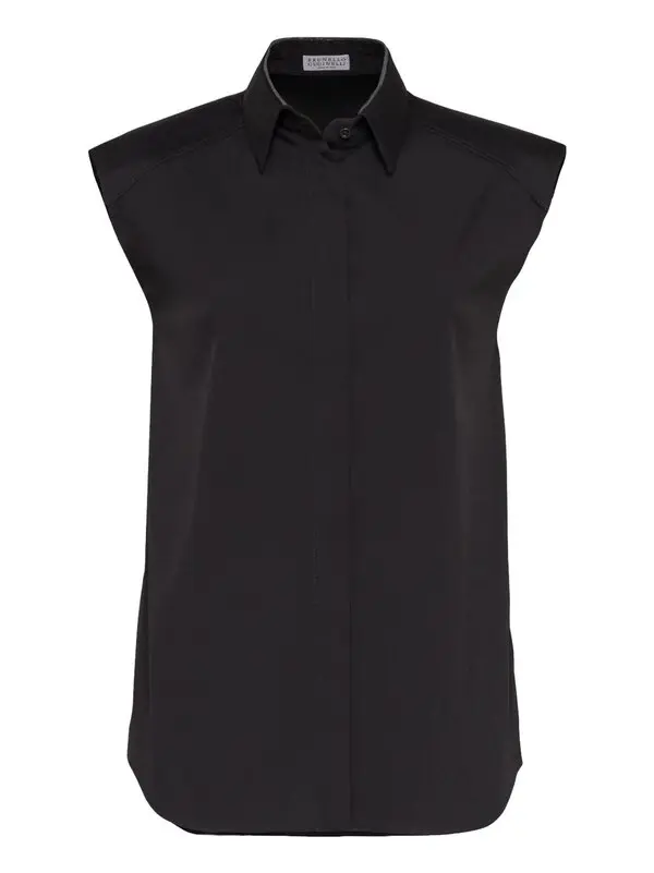 Brunello Cucinelli Monili-trim Sleeveless Shirt - Black