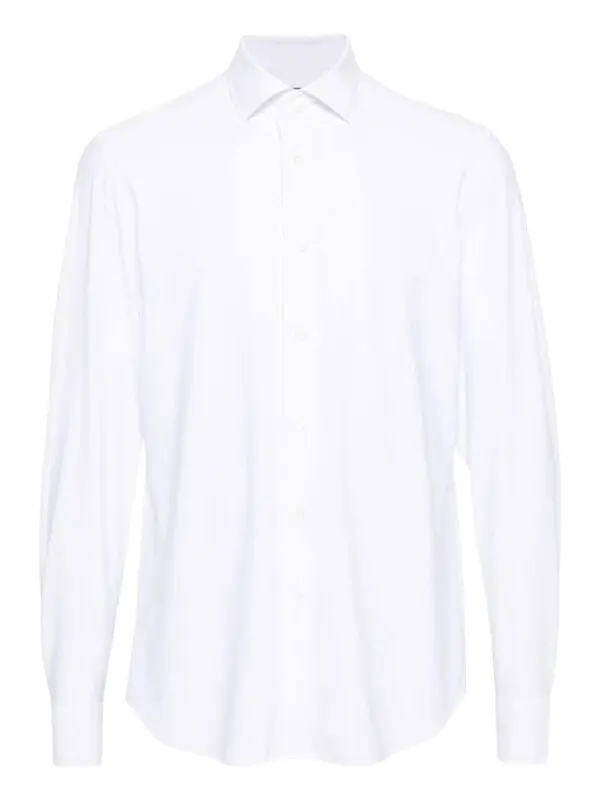 Corneliani Spread-collar Stretch-jersey Shirt - White
