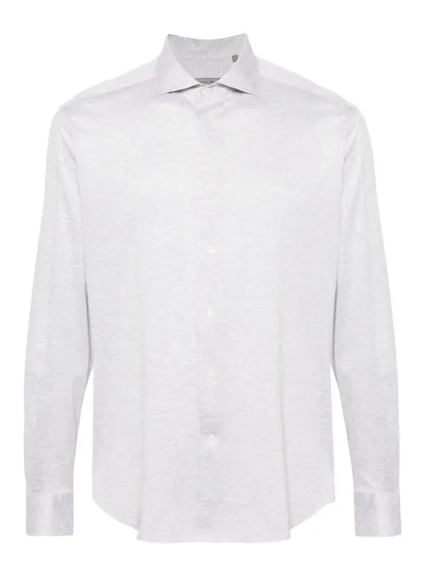 Corneliani Piqué-weave Long-sleeve Shirt - Grey