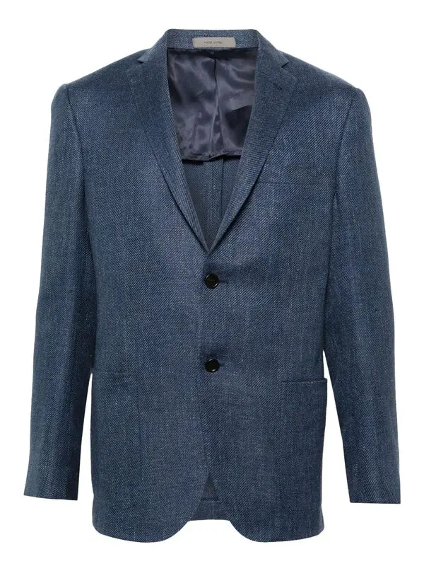 Corneliani Single-breasted Twill Blazer - Blue
