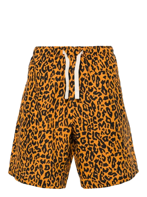 Palm Angels Leopard-print Poplin Shorts - Orange