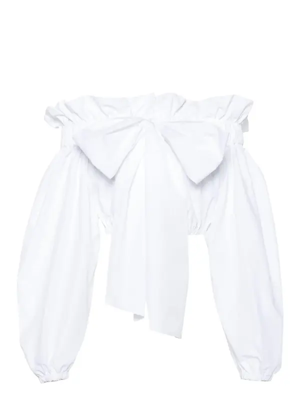 Patou Bow-detail Cotton Crop Top - White