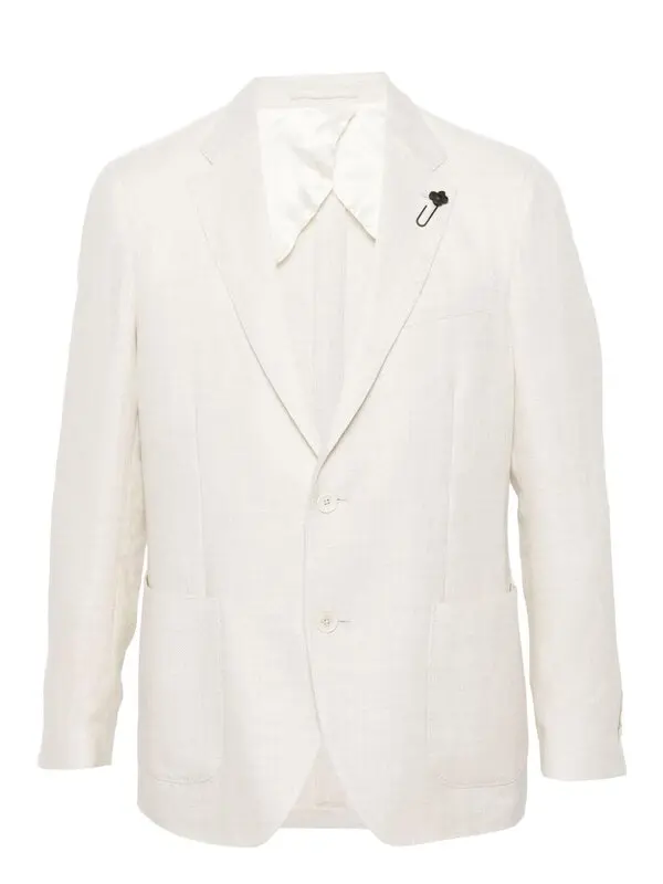 LARDINI Basket-weave Single-breasted Blazer - Neutrals