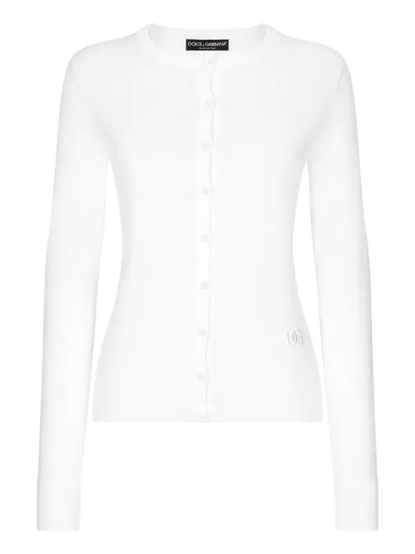 Dolce & Gabbana Embroidered Fine-knit Cardigan - White