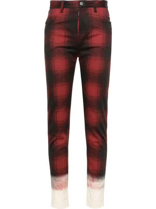 MAISON MARGIELA Tartan Check Tapered Trousers - Grey