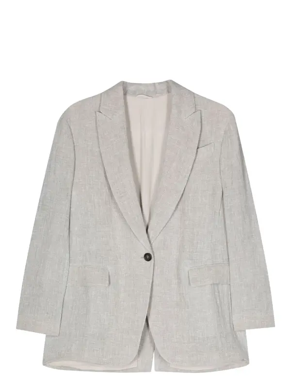 Brunello Cucinelli Intertwined Linen-blend Blazer - Grey