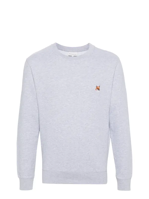 Maison Kitsuné Logo-appliqué Jersey Sweatshirt - Grey