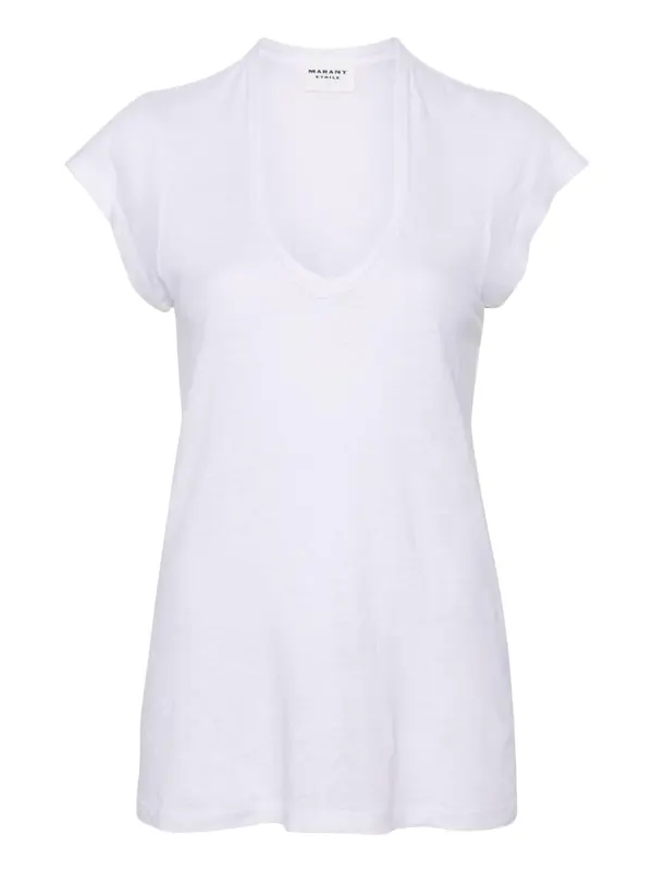 MARANT ETOILE Zankou Linen T-shirt - White