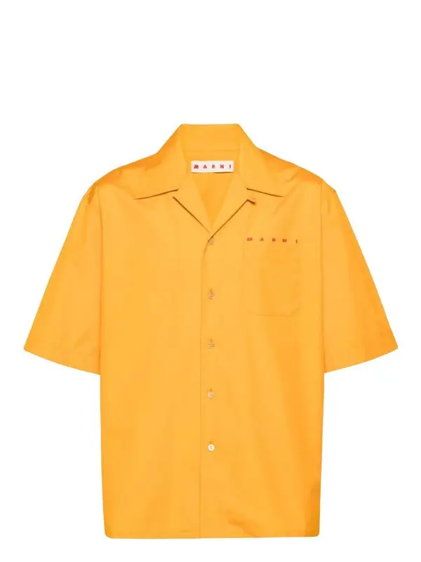 Marni Logo-print Poplin Shirt - Orange