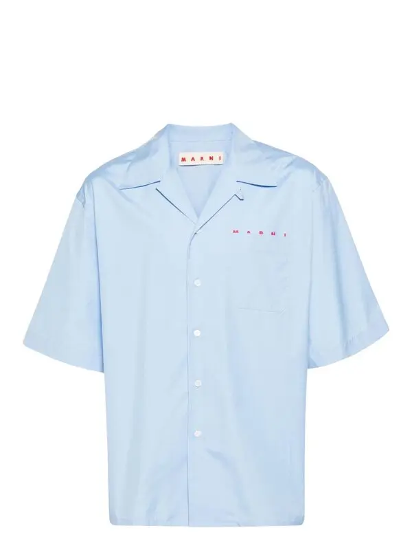 Marni Logo-print Poplin Shirt - Blue