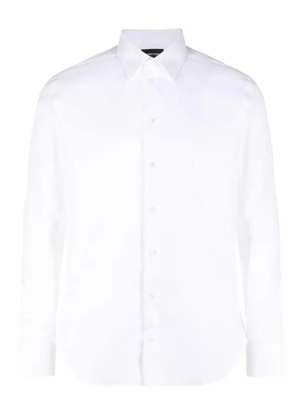 Emporio Armani Classic-collar Twill-weave Shirt - White