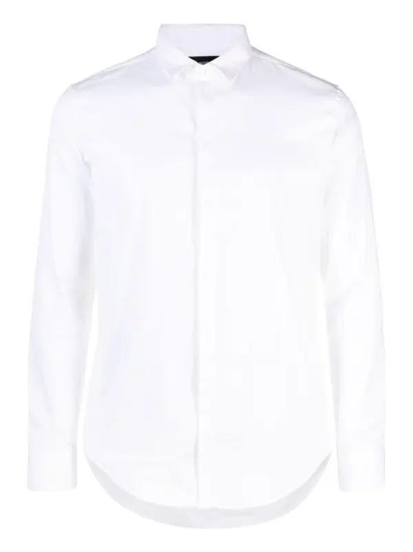 Emporio Armani Classic-collar Concealed Button-fastening Shirt - White
