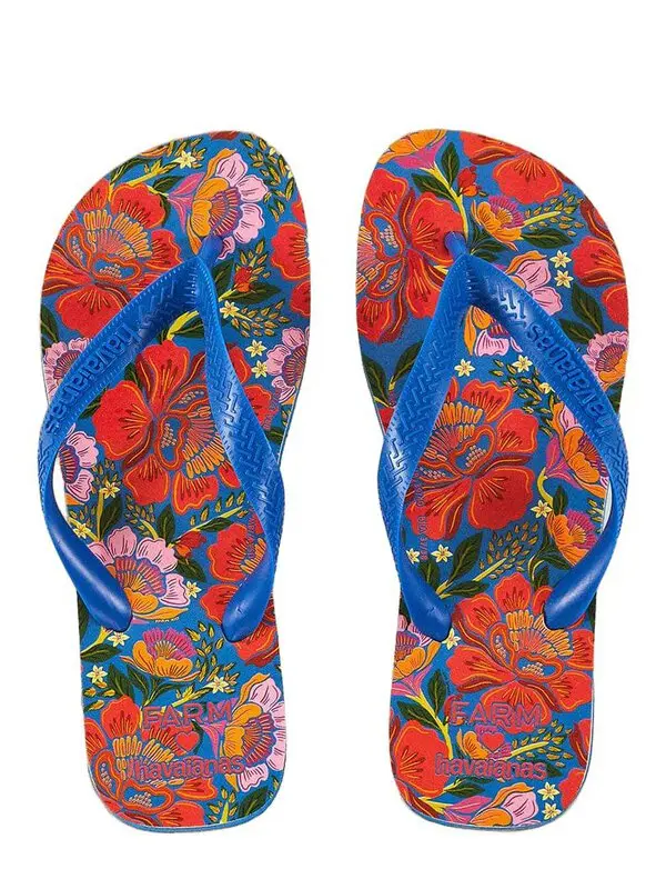 Farm Rio Blue Flowers Garden Havaianas Sandals - Flowers Garden Blue