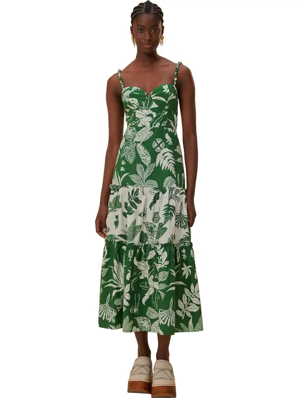 Farm Rio Midi Dress - Forest Soul Mix