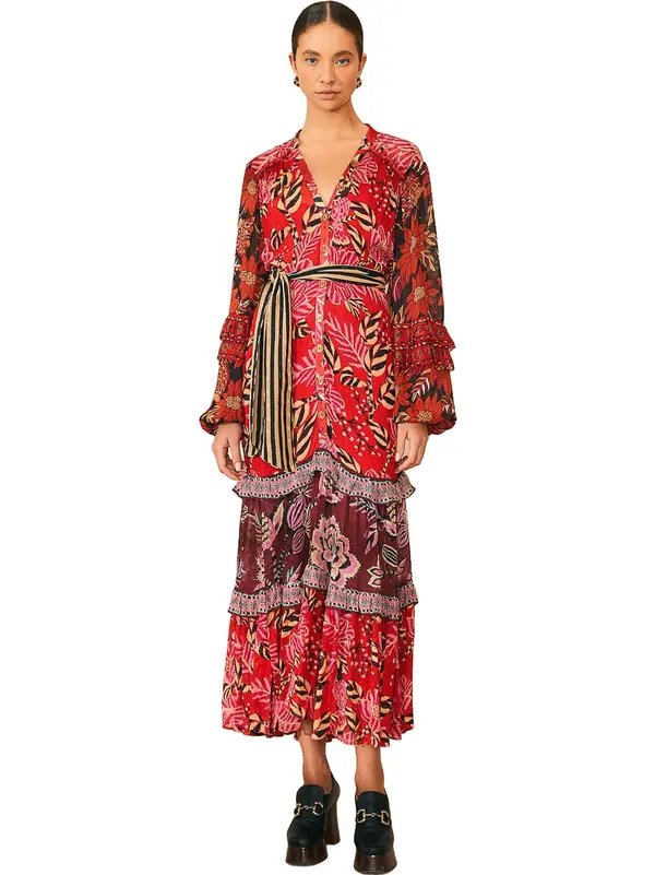 Farm Rio Mixed Floral Print Maxi Dress - Multi