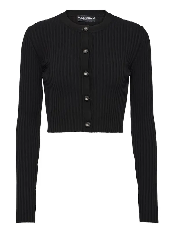 Dolce & Gabbana Ribbed-knit Cropped Cardigan - Black
