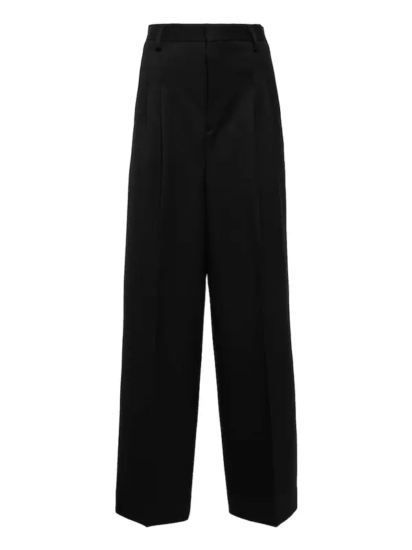 Ami High-rise Wide-leg Wool Pants - Black