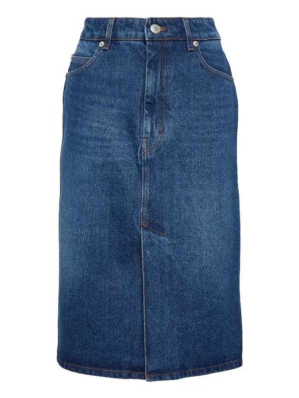 Ami Denim Pencil Skirt - Blue