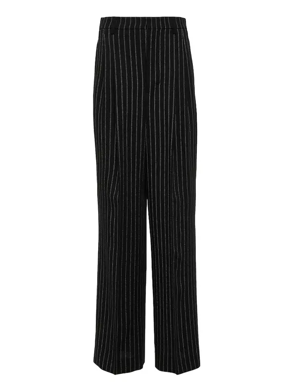 Ami High-rise Wide-leg Wool Pants - Black