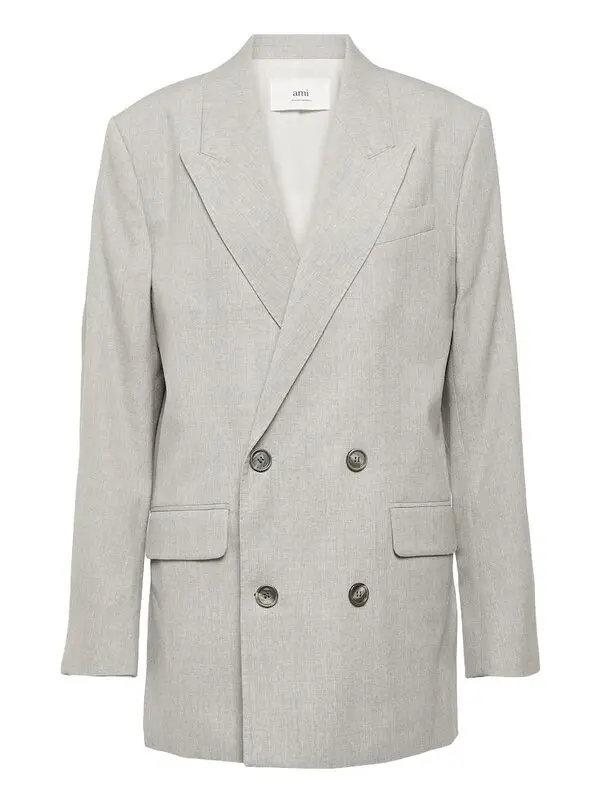 AMI Paris Double-breasted Wool Blazer - Grey
