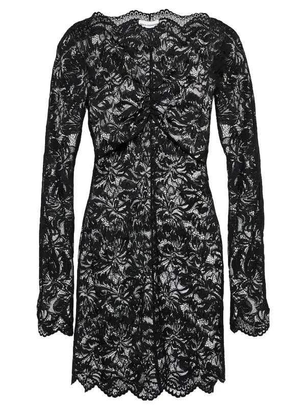 Rabanne Floral Lace Mini Dress - Black